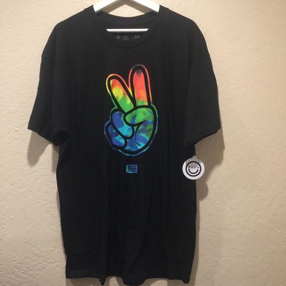 Neff | Shirts | Neff Tie Dye Peace Sign Rainbow Shirt Nwt | Poshmark